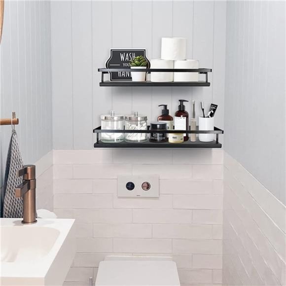 Wall Decor | Floating Shelf Set Of 2 Black Wall Mounted Shelves With ...